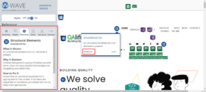 Accessibility Tests with WAVE Accessibility Evaluation Tool